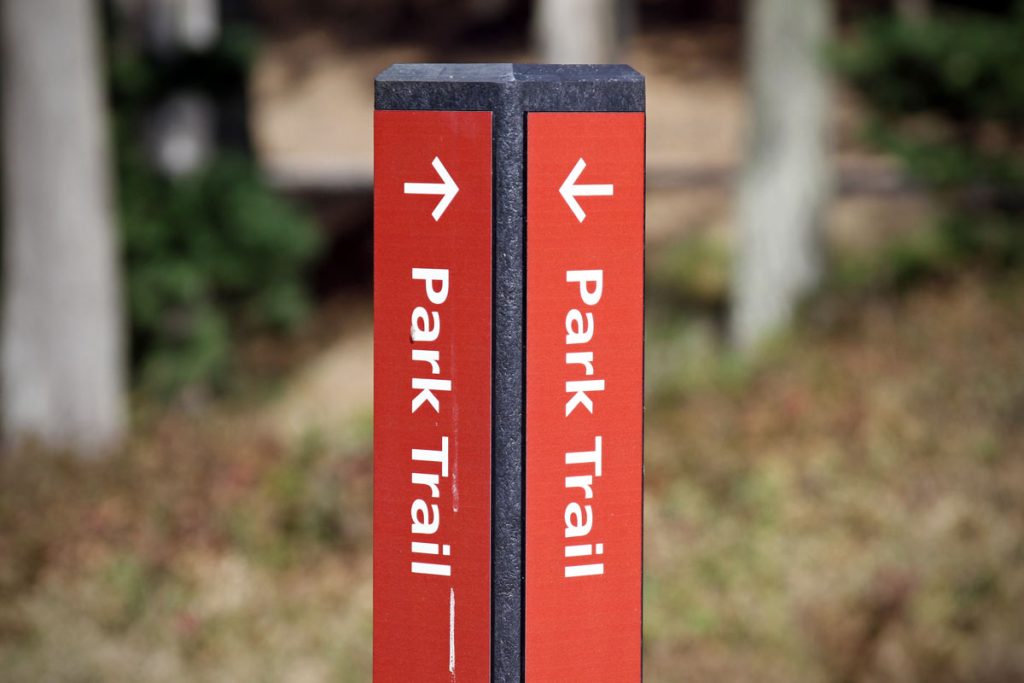 Rather Confusing Park Trail Sign - Nicko Margolies Rather Confusing Park Trail Sign - Nicko Margolies
